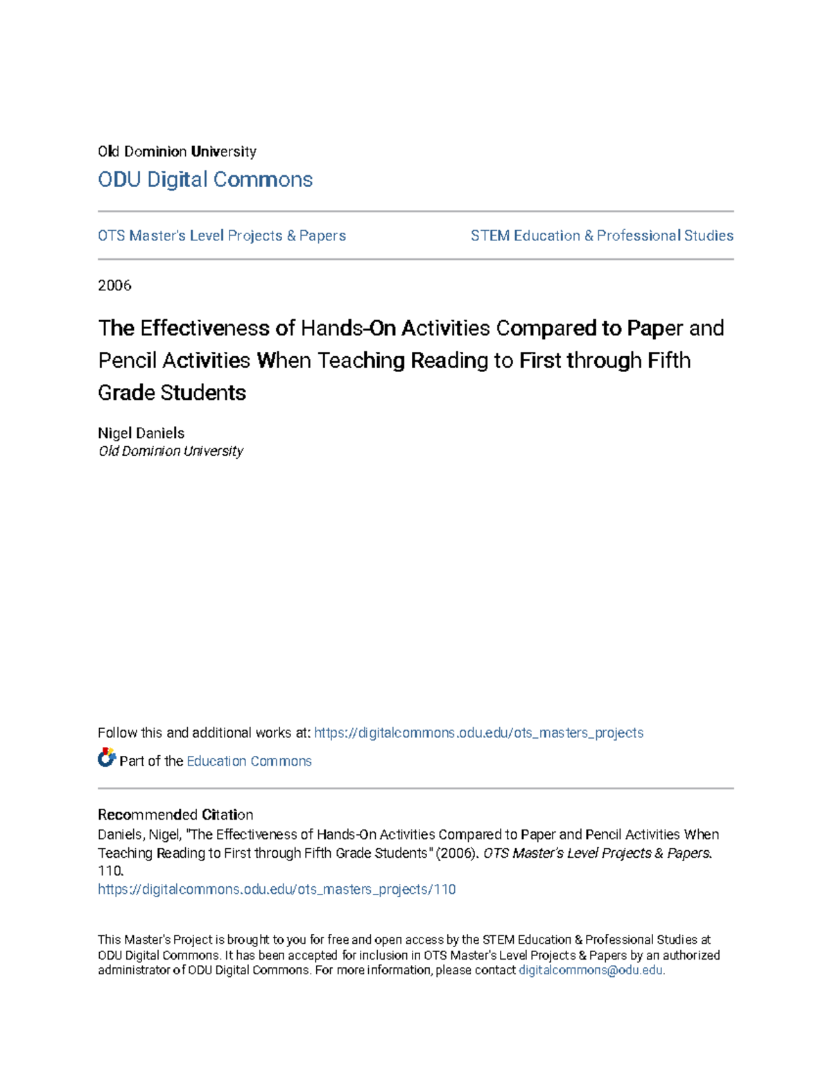 The Effectiveness of Hands-On Activities Compared to Paper and Pe - Old ...