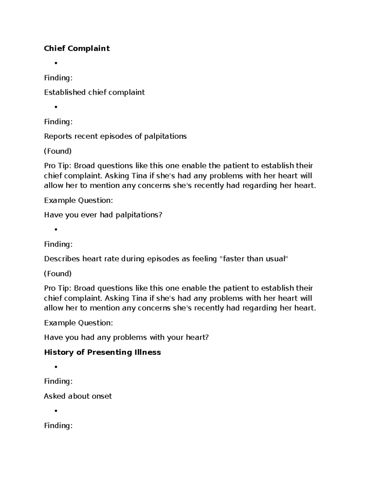 Cardiovascular subjective shadow health - Chief Complaint Finding ...