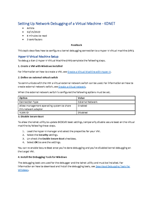 Document 33 (38) - Bob - Setting Up 2 PF Kernel-Mode Debugging using KDNET Article 05/23/ 13 ...