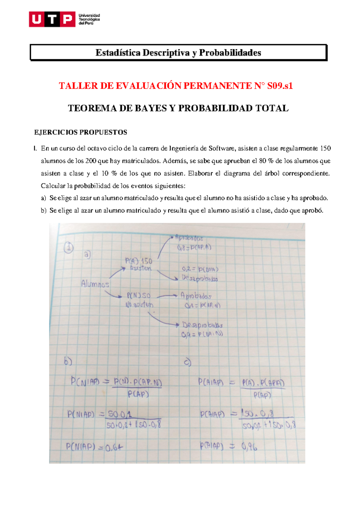 S09.s1 - Resolver Ejercicios Resuelto - Estadística Descriptiva y Probabilidades TALLER DE - Studocu