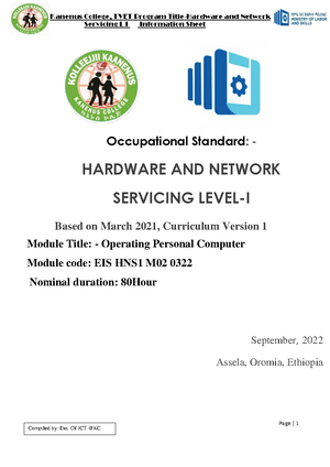 M02 Install and Optimise Oper - Hardware and Network Servicing Level-II Based on March 2021 ...