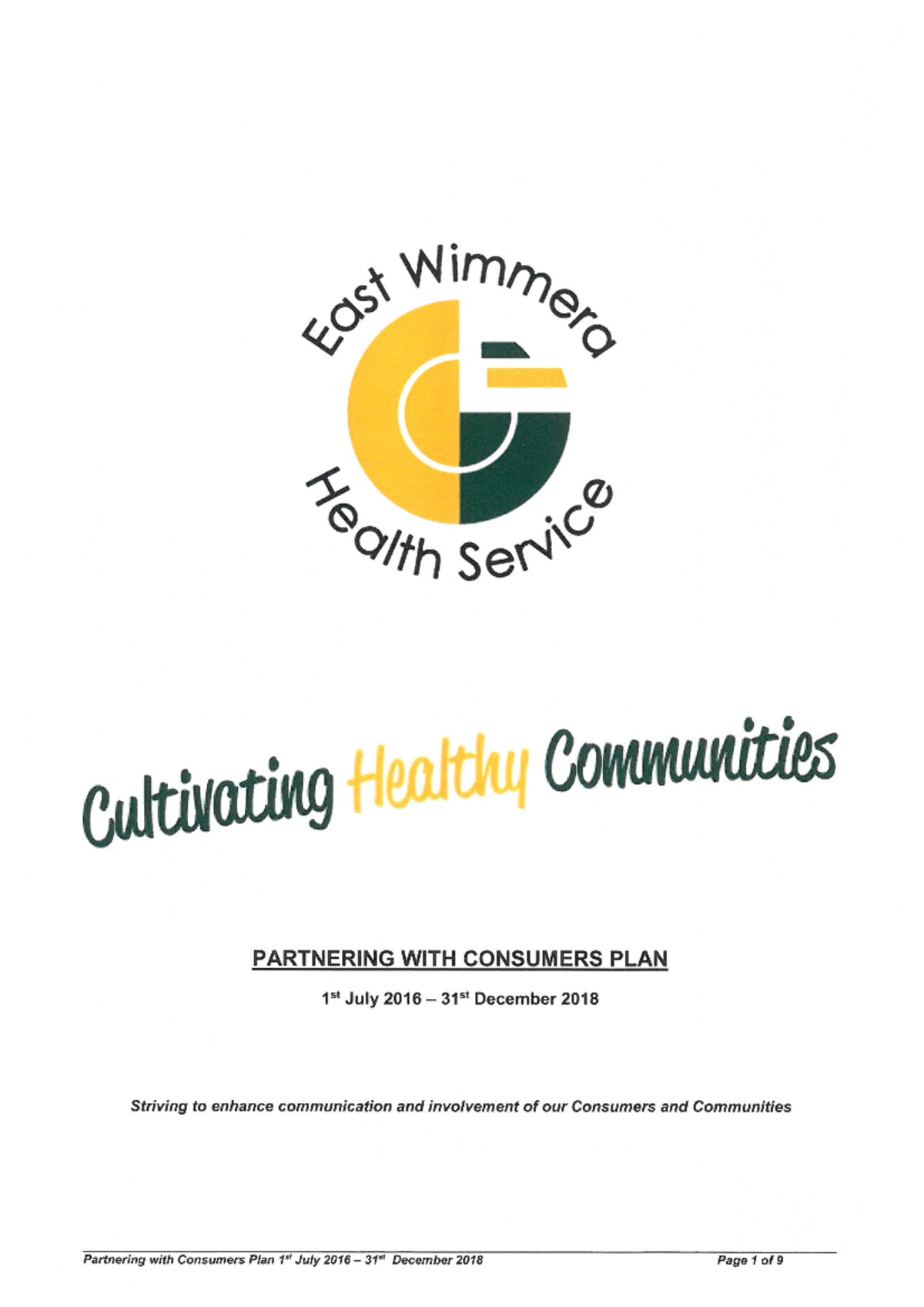 Partnering with Consumers Plan: Engaging Communities (EWHS) - East ...