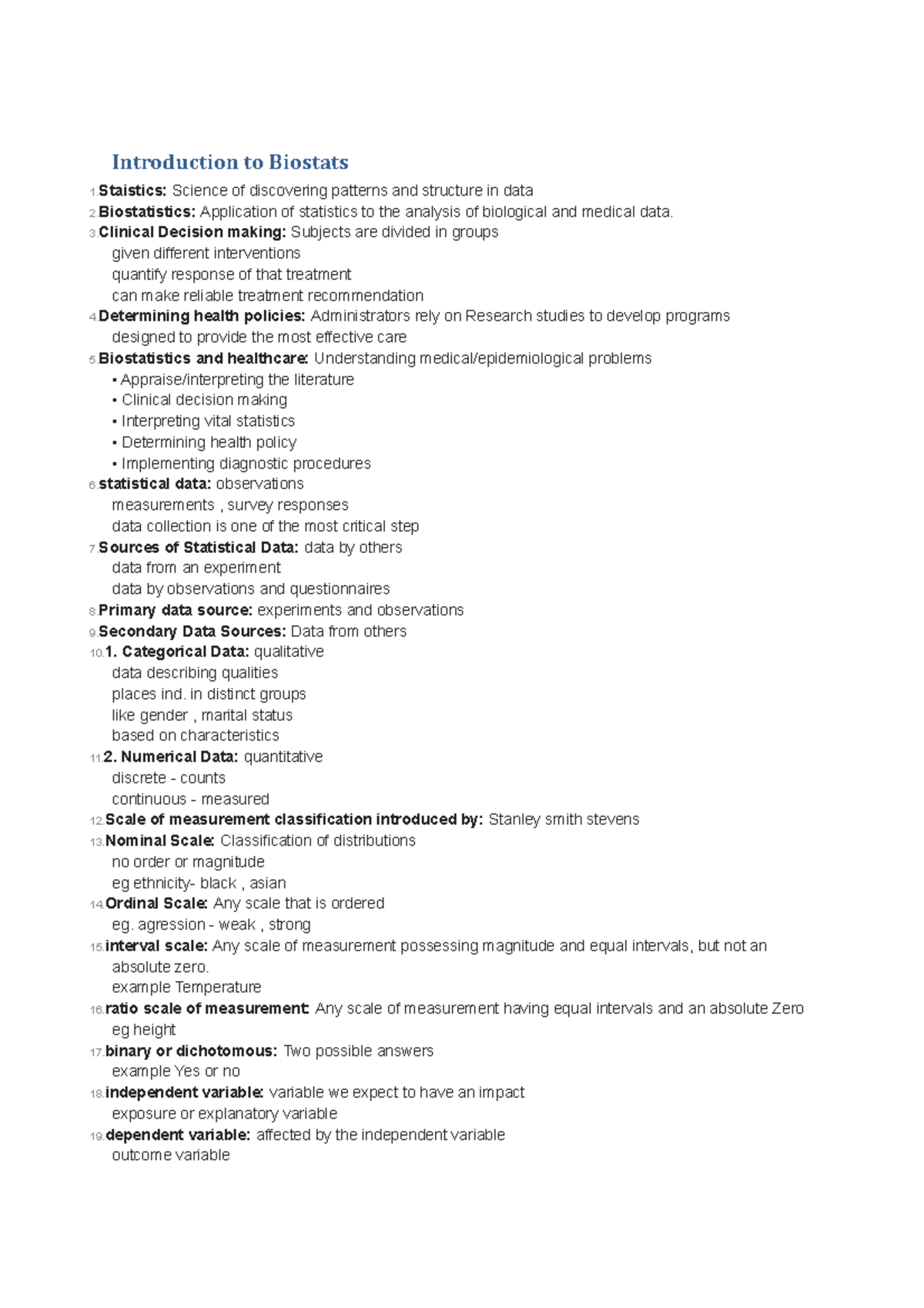Biostats-full module - Introduction to Biostats 1: Science of ...