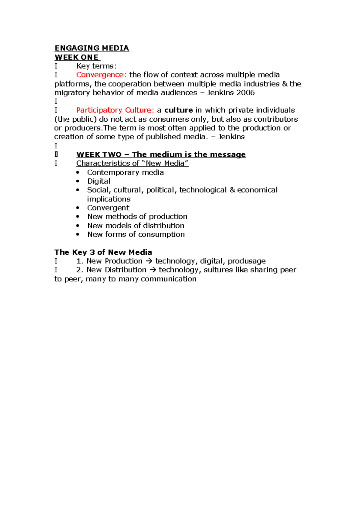 Engaging Media Week One Key Terms - Studocu