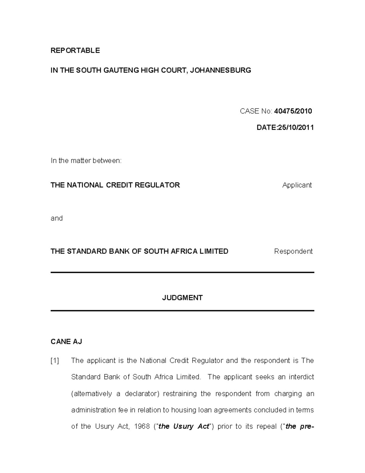 153 - Case law - REPORTABLE IN THE SOUTH GAUTENG HIGH COURT ...