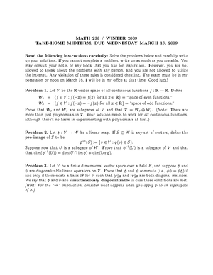 Final Exam - Checklist - MATH 236 - Algebra 2 Final Exam - Checklist ...