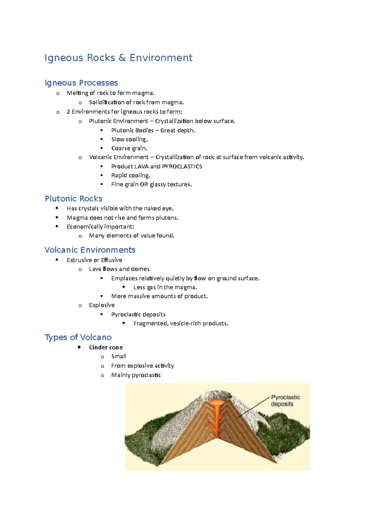 Igneous Rocks - Lecture notes 10 - Igneous Rocks & Environment Igneous ...