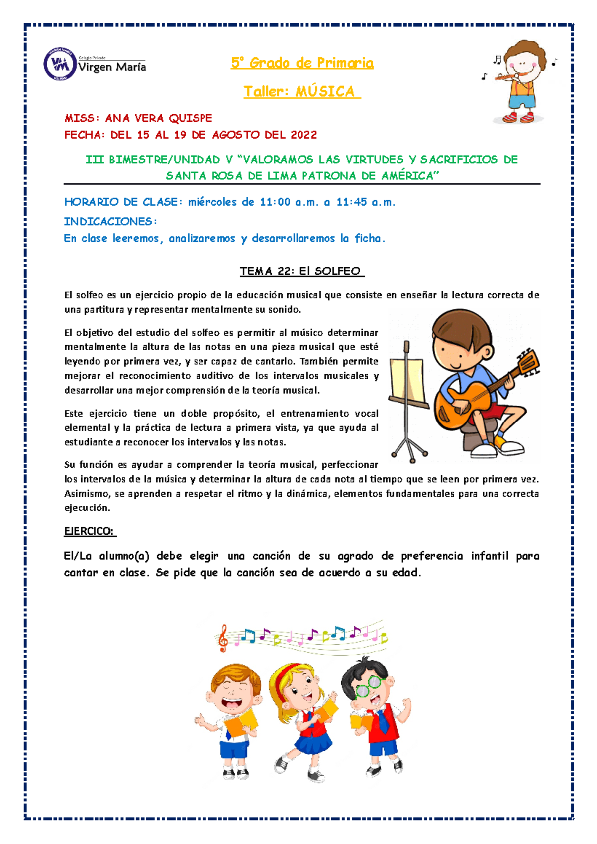 5° Musica - 5 o Grado de Primaria Taller: MÚSICA MISS: ANA VERA QUISPE ...