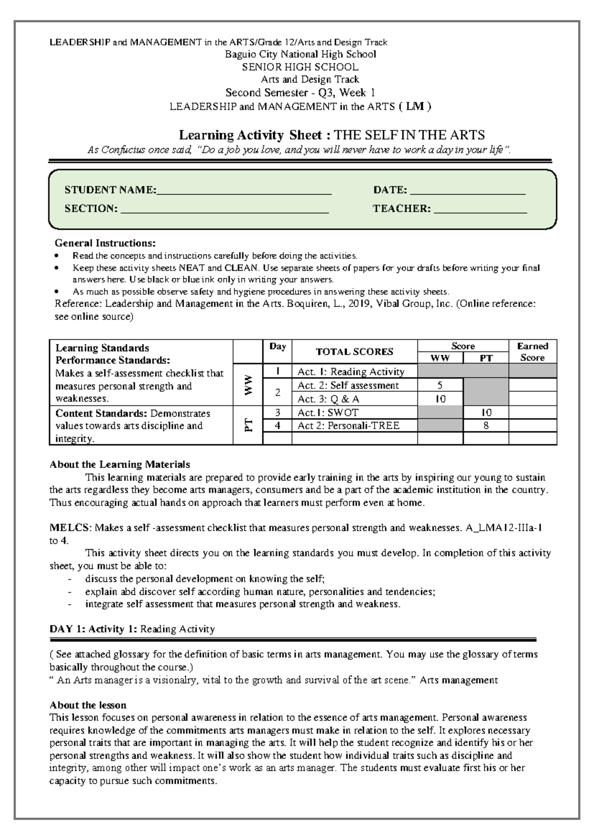 Q3 W1 Leadership-and-Management learning-Activity-Sheet 1 Self ...