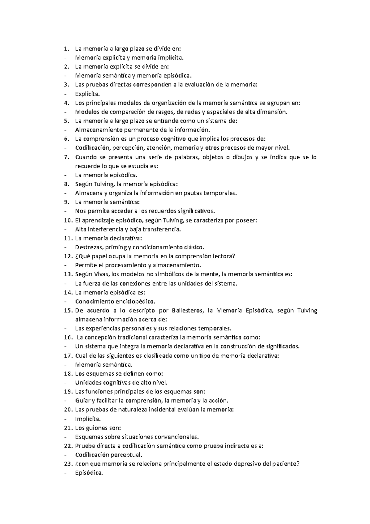 Tema 6. Memoria - La memoria a largo plazo se divide en: Memoria ...