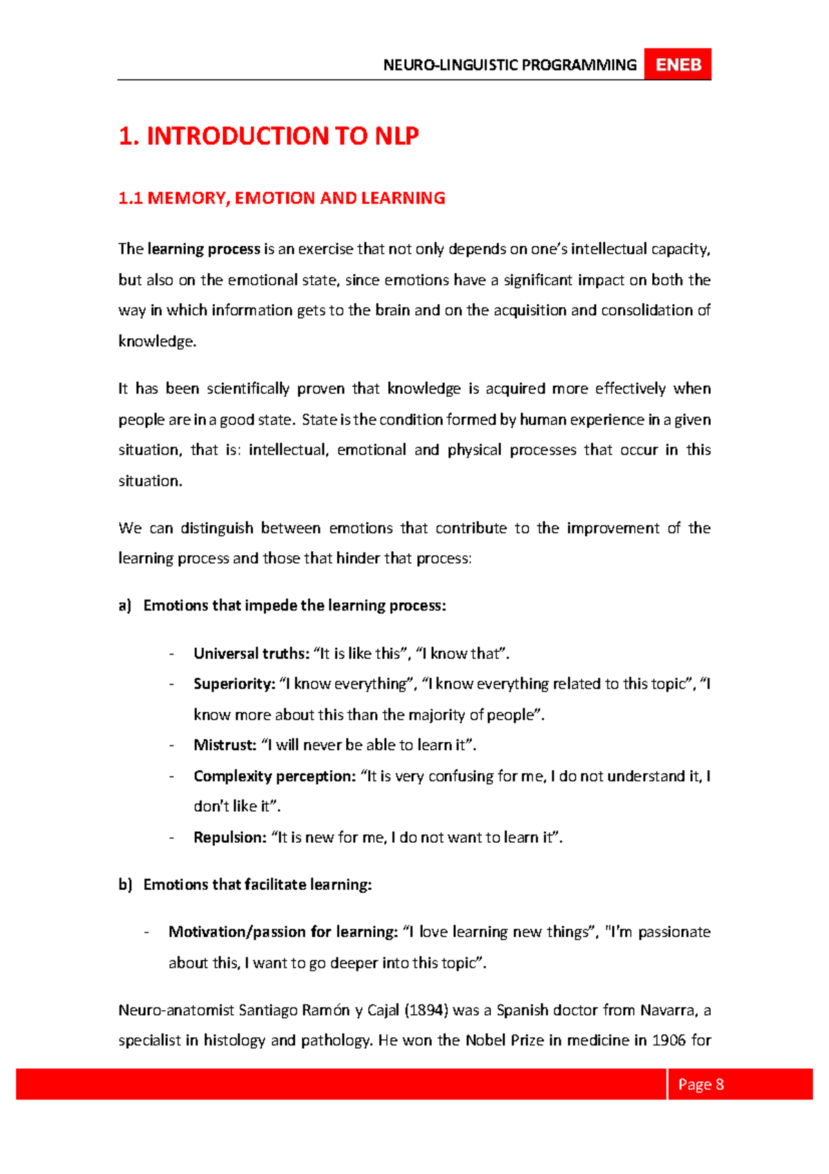 Module 1 Introduction to NLP - 1. INTRODUCTION TO NLP 1 MEMORY, EMOTION ...