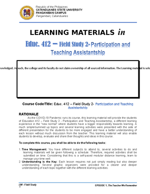 RD ELC KEY Stage 1 Module - REGION 02 DEVELOPMENT: EMPOWERING LEARNERS ...