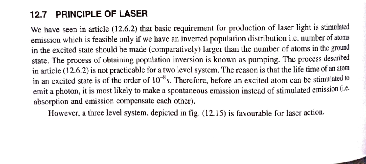 Laser Devices - 12 PRINCIPLE OF LASER We have seen in aticle (12.6 ...