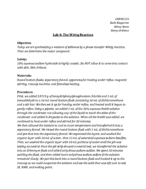 Lab Report 02 - Experimental Organic Chemistry: a Miniscale and ...
