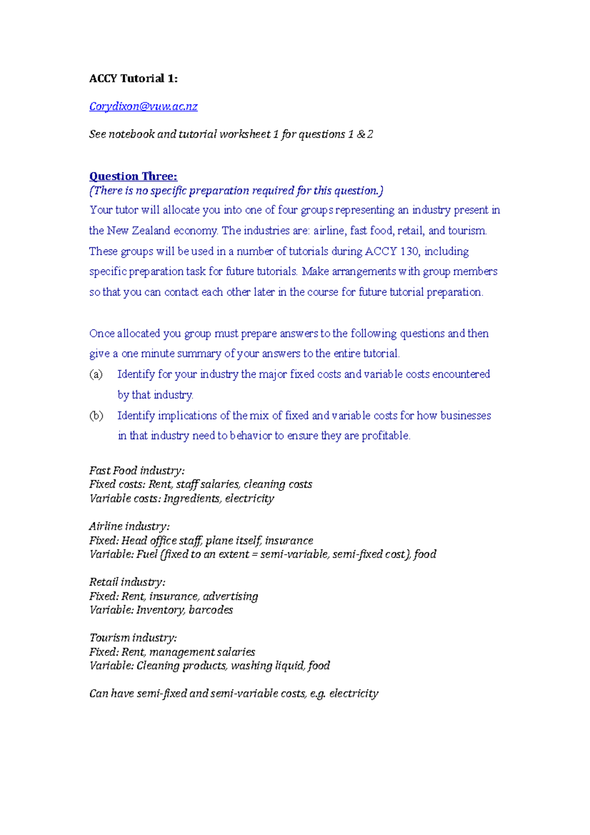 ACCY Tutorial 1 - ac See notebook and tutorial worksheet 1 for questions 1 & 2 Question - Studocu