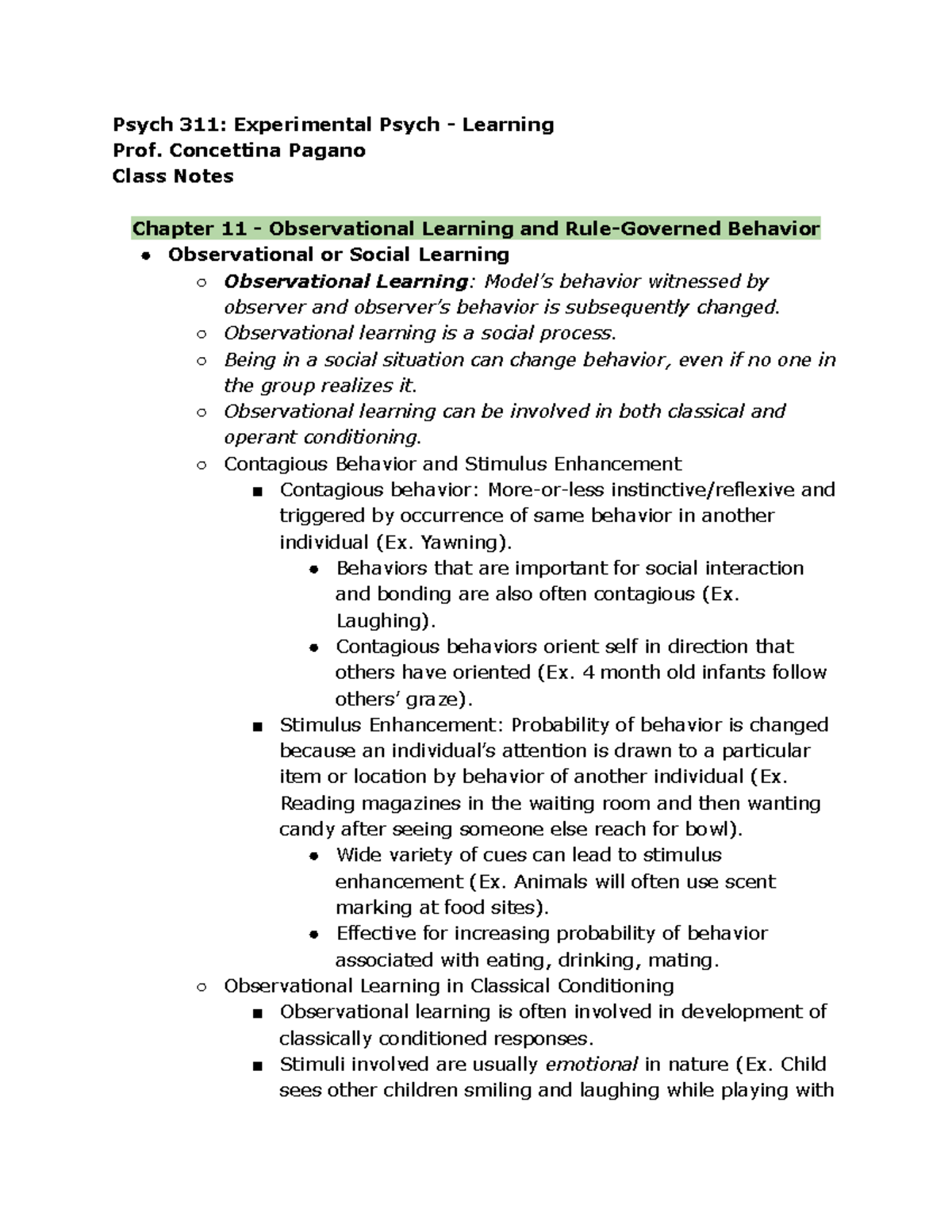 PSYCH 311 - Class Textbook Notes CH. 11 - Psych 311: Experimental Psych ...