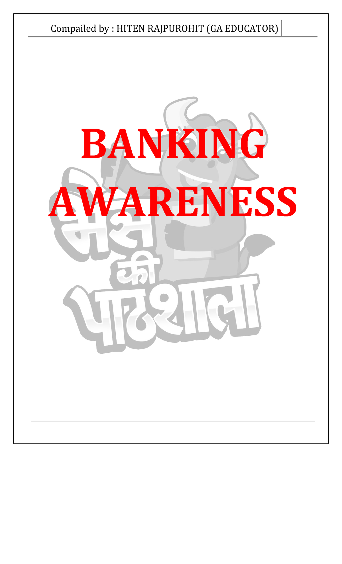 GS Banking Awareness - Help of assignment - BANKING AWARENESS INDEX Sr ...