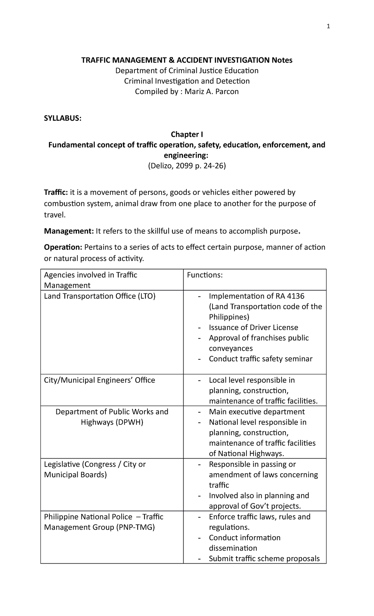Traffic- Management-done - TRAFFIC MANAGEMENT & ACCIDENT INVESTIGATION ...