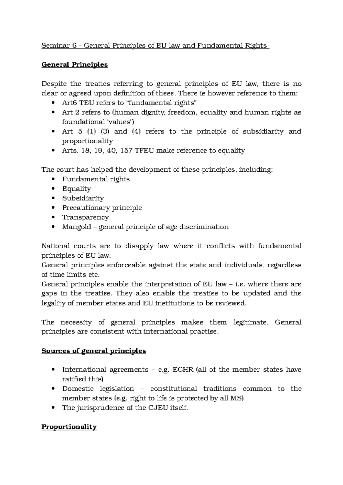 Law and Policy of the European Union - General Principles (Seminar ...