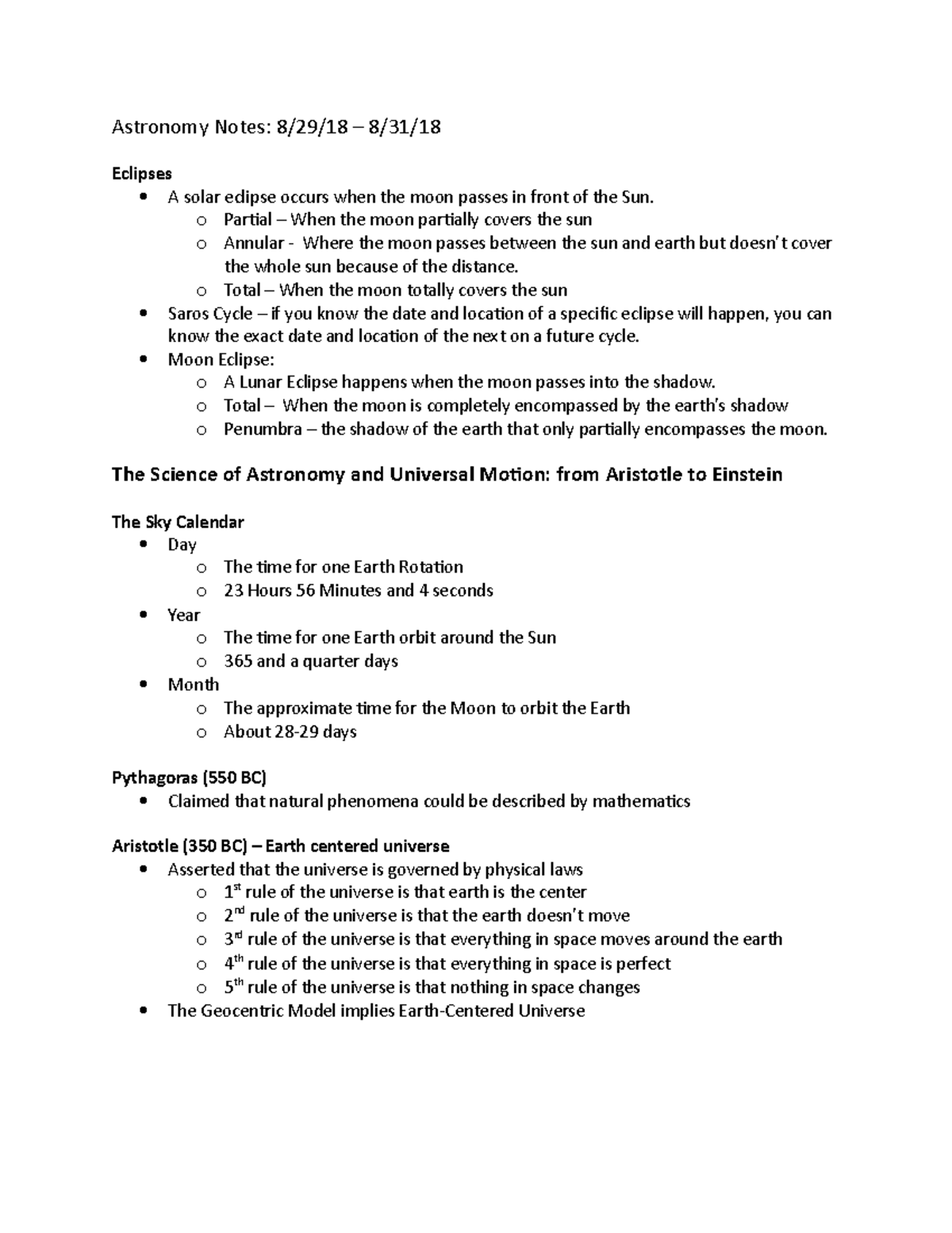 Astronomy Notes 8:29:18 - 8:31:18 - Astronomy Notes: Eclipses A solar ...