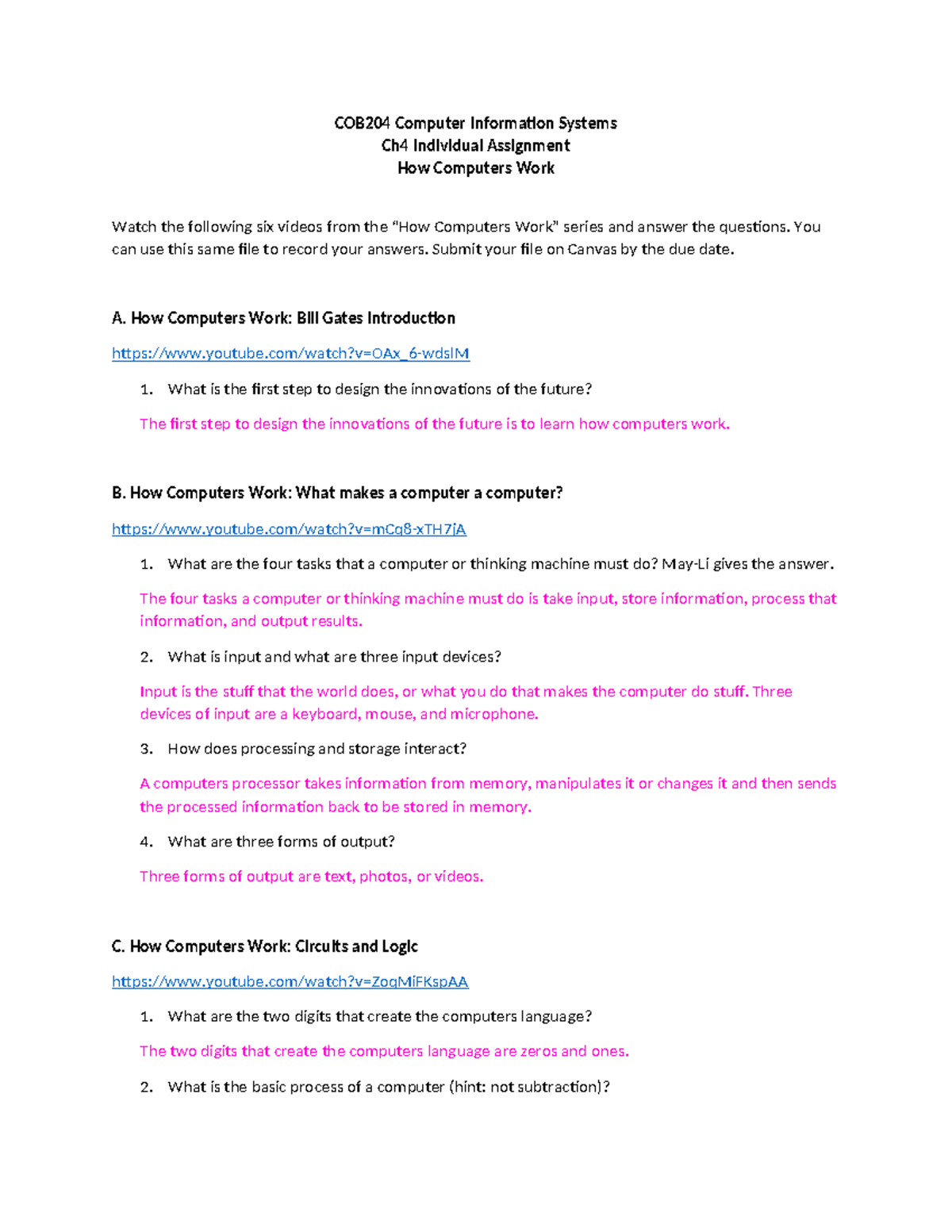 COB204 Ch4 Ind Assign - COB204 Computer Information Systems Ch4 Individual Assignment How ...