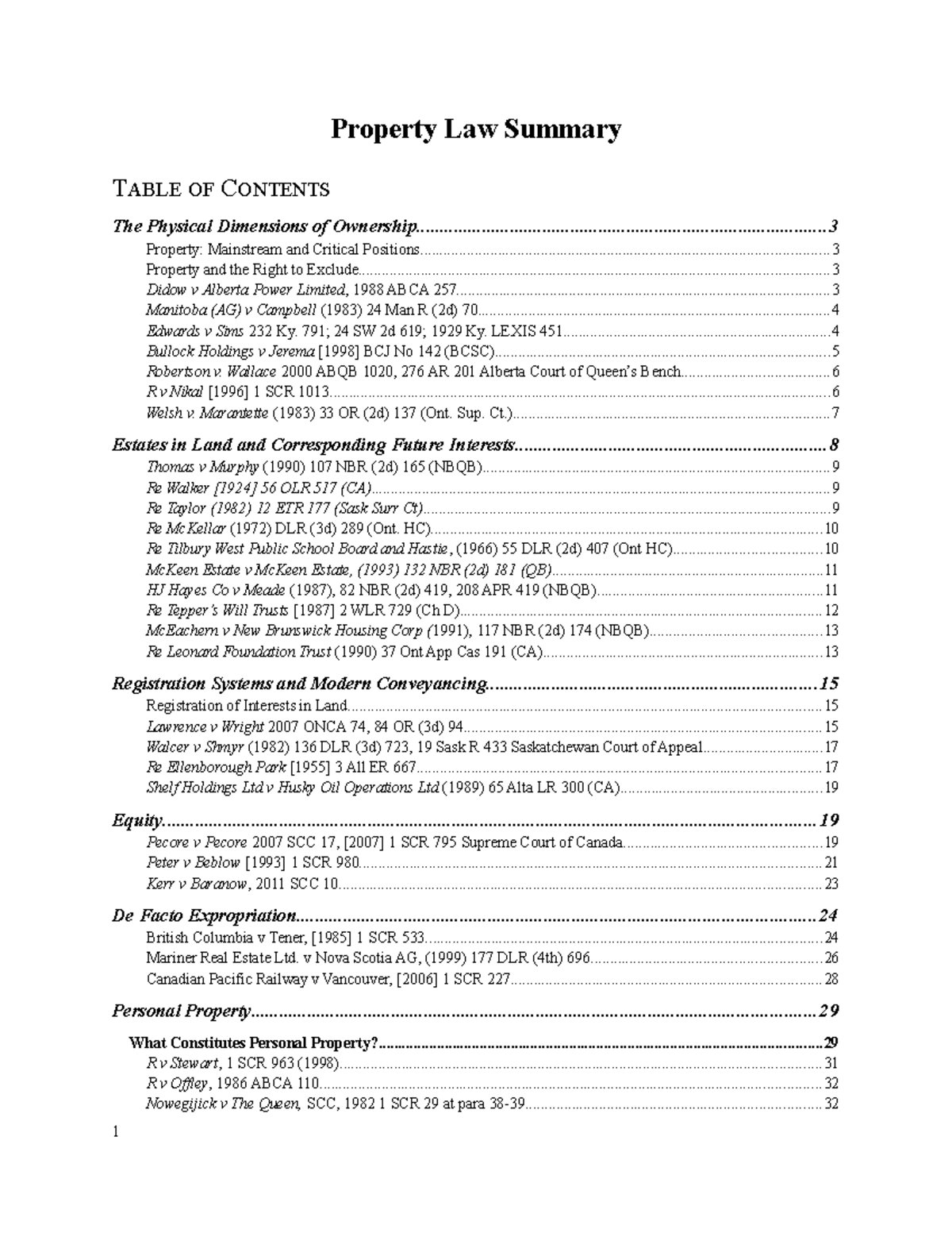 Property Summary Young 2019 2020 - Property Law Summary The Physical ...