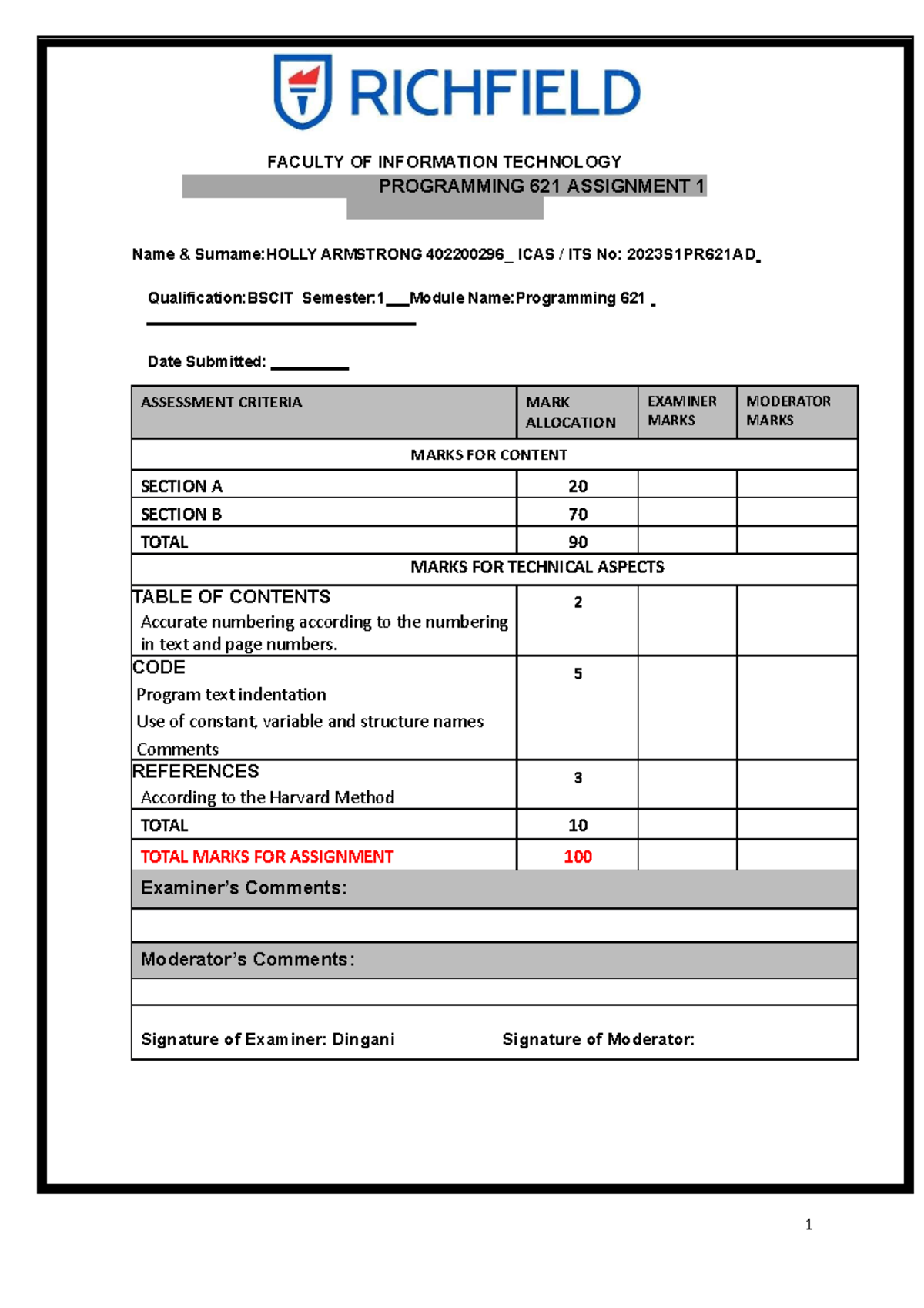 2023S1PR621AD- Programming semester 1 assignment 1 - FACULTY OF ... 2023S1PR621AD- Programming semester 1 assignment 1 - FACULTY OF ...