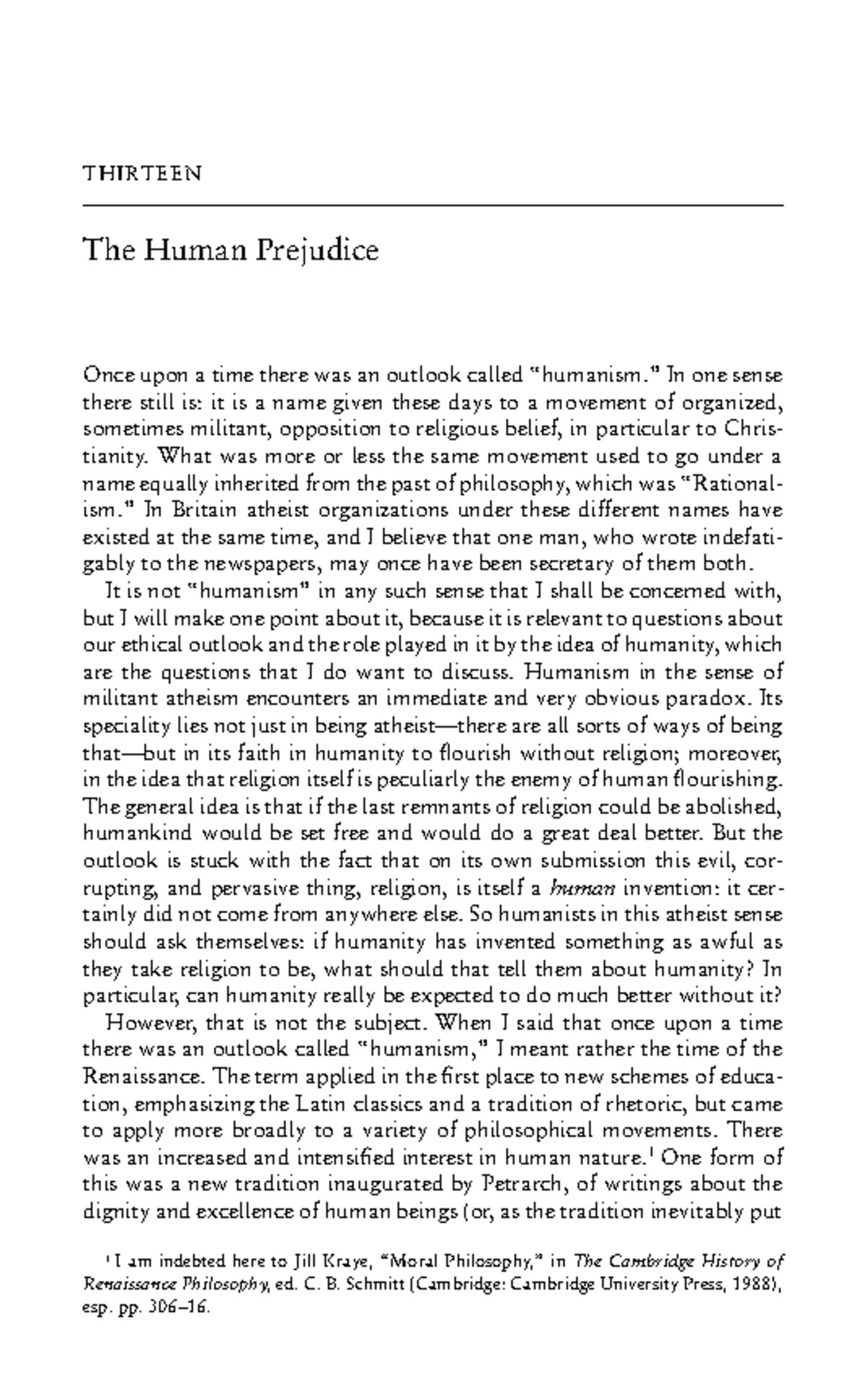 Williams, Bernard. The Human Prejudice - THIRTEEN The Human Prejudice ...