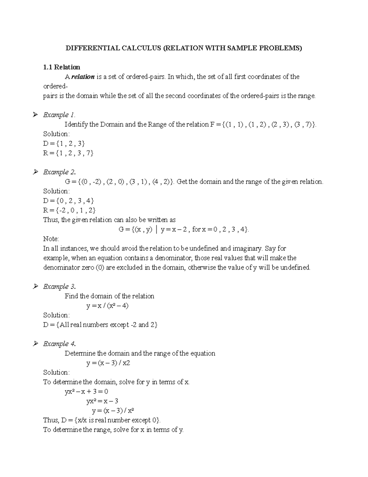 Differential Calculus ( Relation) - DIFFERENTIAL CALCULUS (RELATION ...
