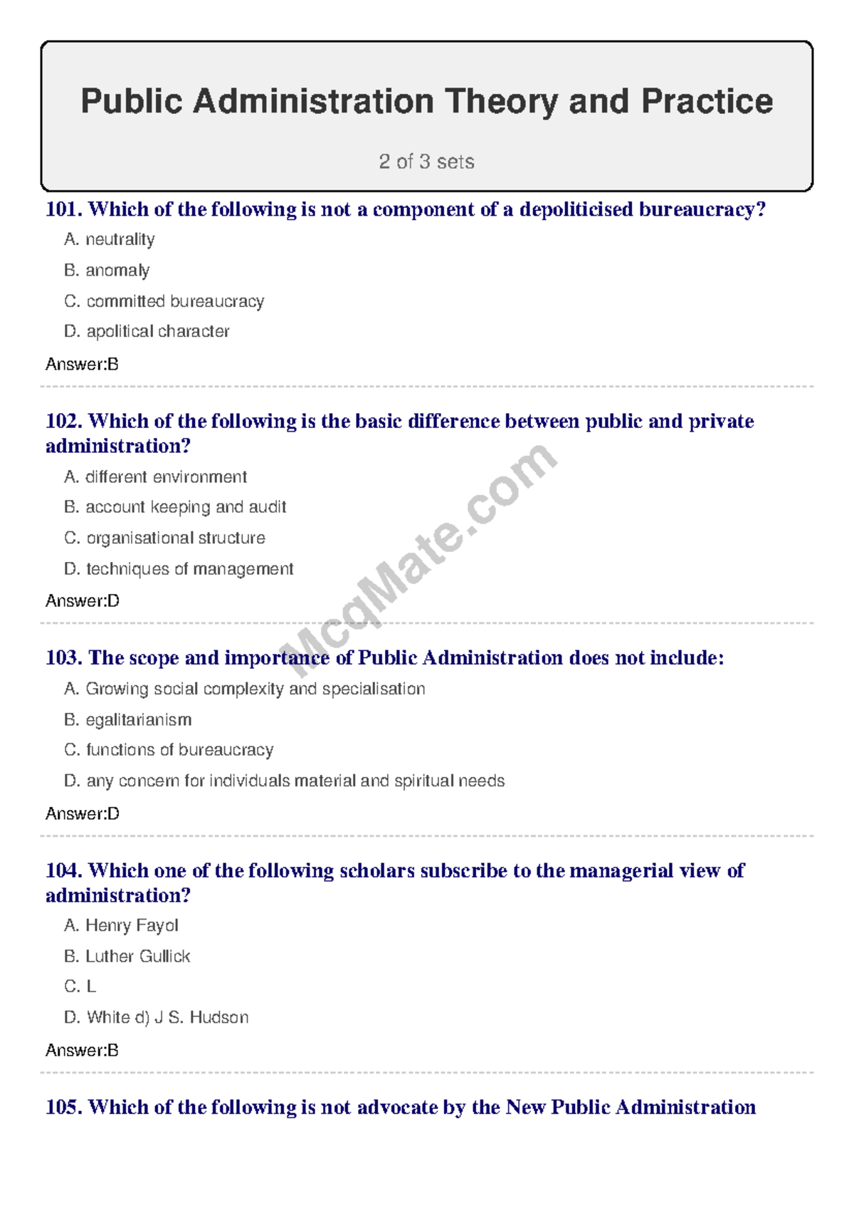 [set 2] Public-administration -theory-and-practice - McqMate Public ...