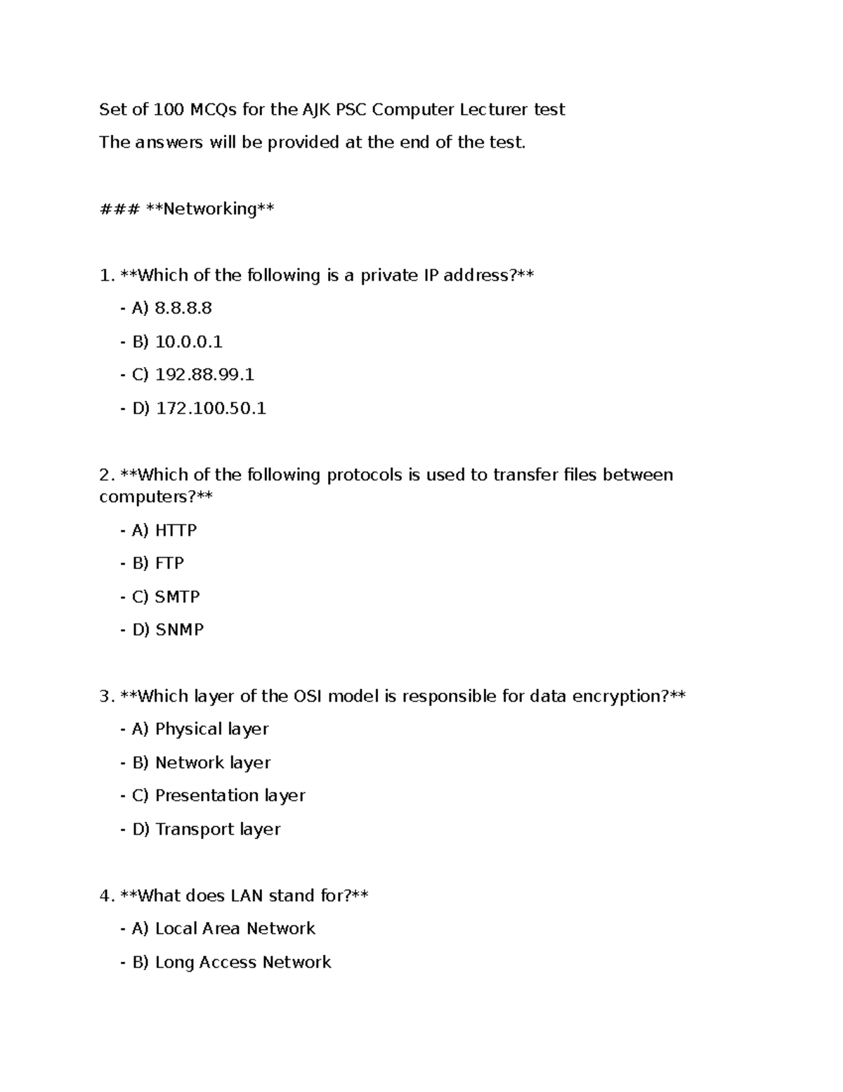 MCQs set 2 - This is mcqs set. Must have for every one - Set of 100 MCQs for the AJK PSC ...