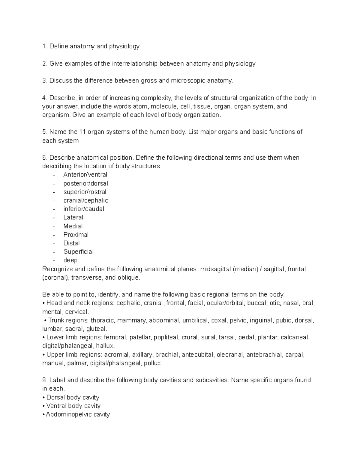 Learning Objectives 1 - Define anatomy and physiology Give examples of ...