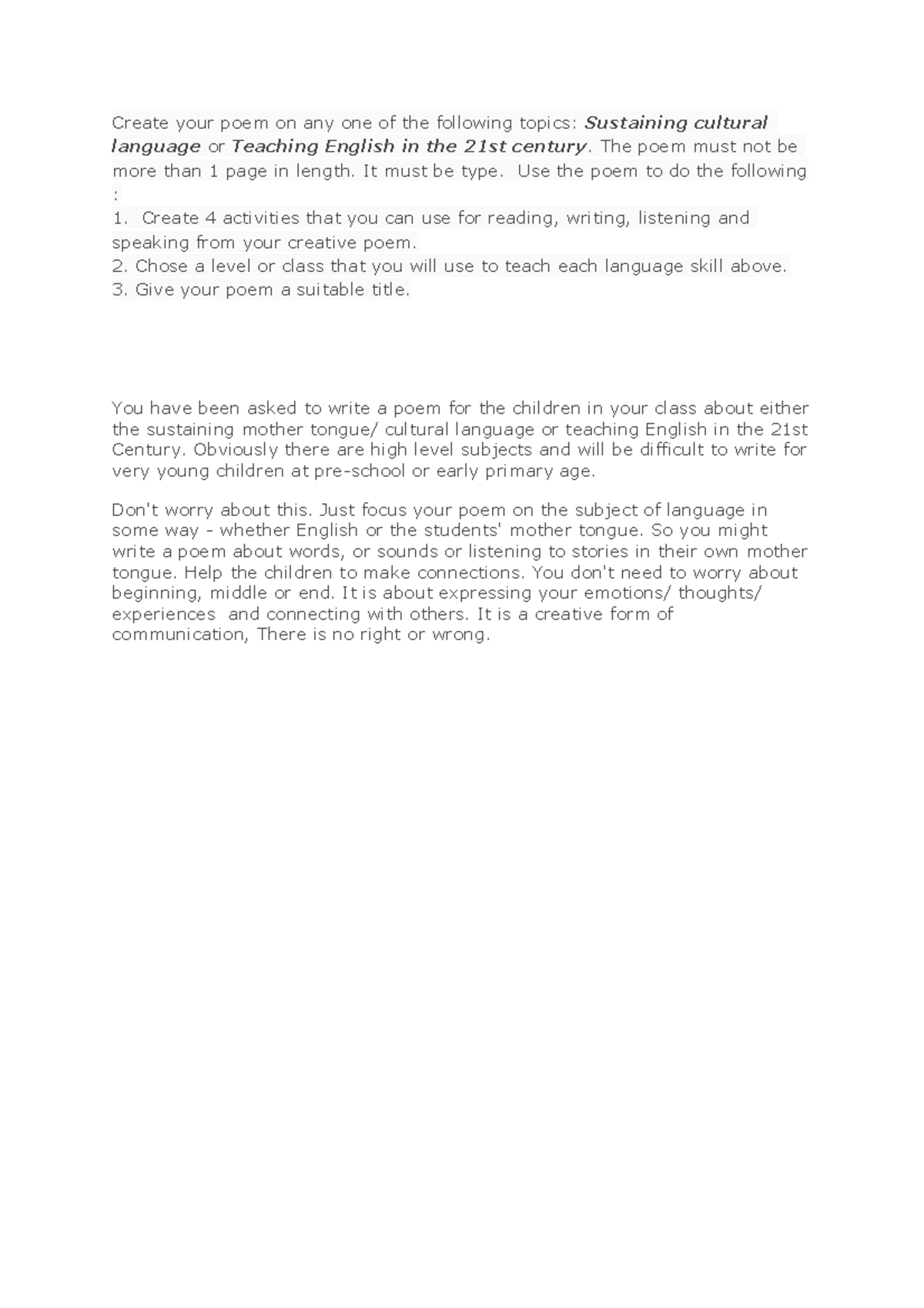 Ed 170 assignment - THIS WAS BY ME IN 2021 - Create your poem on any ...