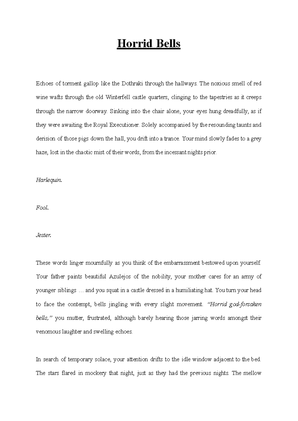 English Extension 1 Creative Writing - Horrid Bells Echoes of torment ...