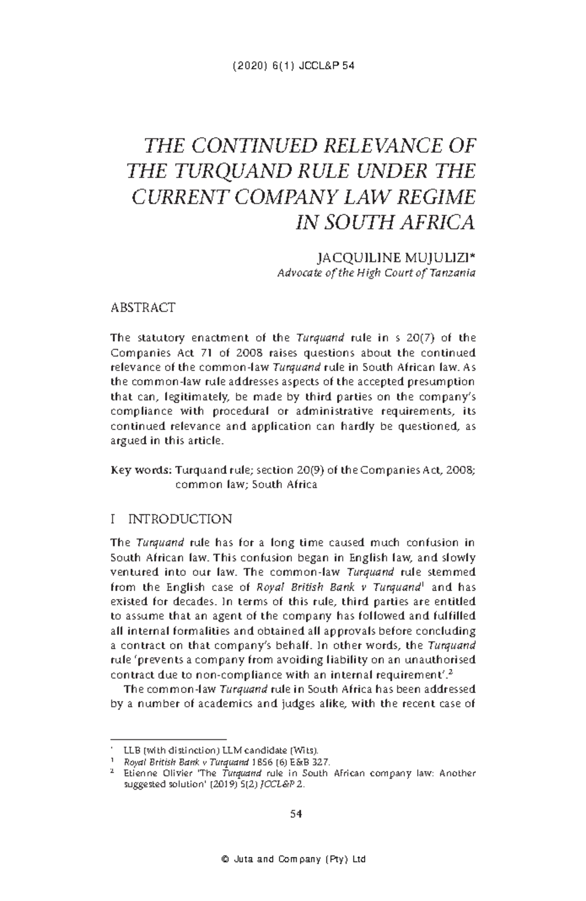 Turquand - As the common-law rule addresses aspects of the accepted ...