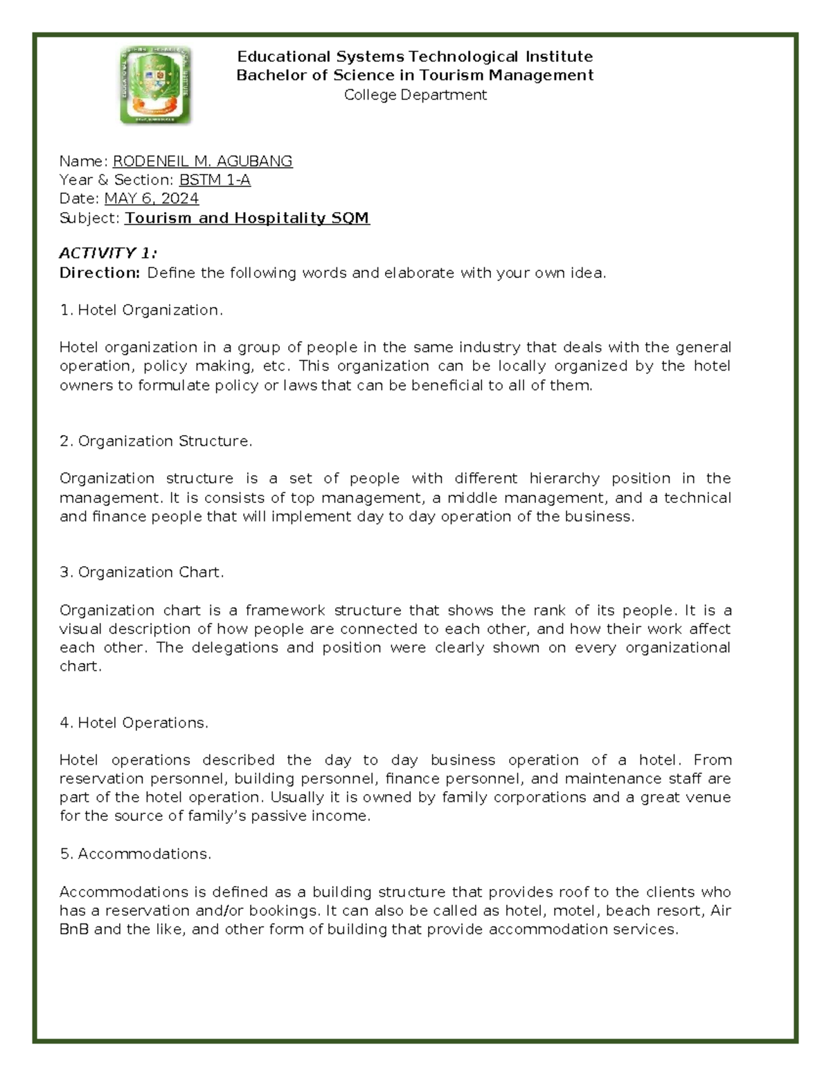 Worksheet-SQM Agubang - Educational Systems Technological Institute ...