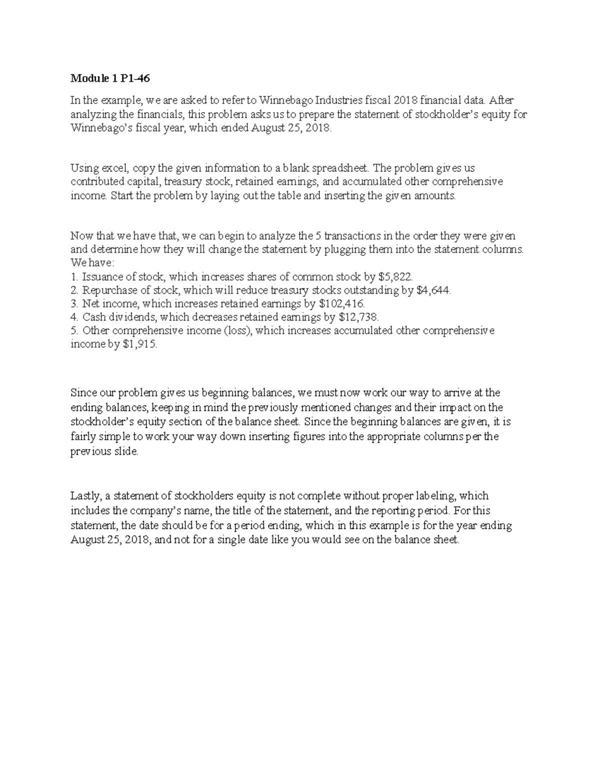 Desc. P1-46 6e - ACCOUNTING TOPIC 5315 - Module 1 P1- In the example ...