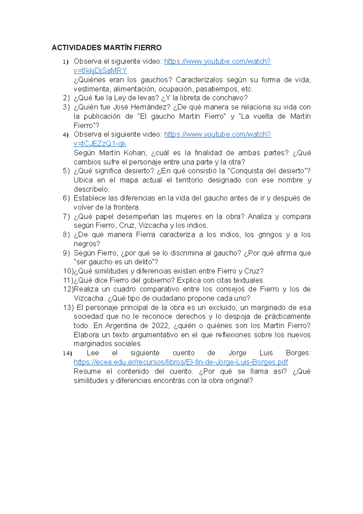 5° TP Martin Fierro - ACTIVIDADES MARTÍN FIERRO Observa el siguiente ...