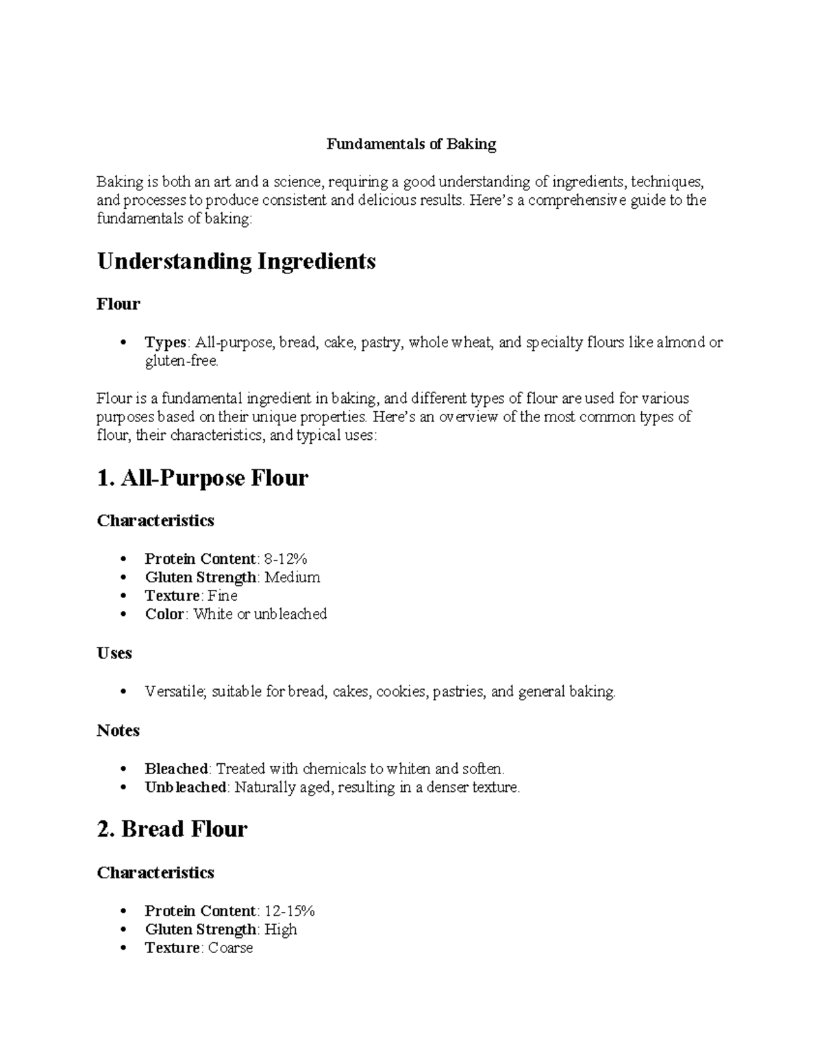 Fundamentals of Baking - Fundamentals of Baking Baking is both an art ...