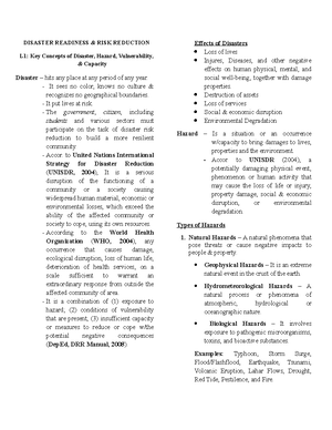 Disaster, Hazards, Vulnerability, Capacity, and Disaster Risk - Though ...