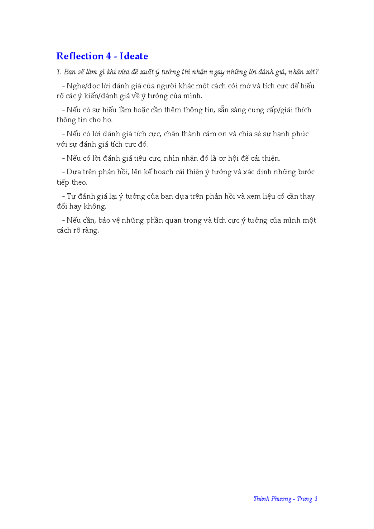 Reflection 4 - Ideate - bài LMS ds ueh - Thành Phương - Trang 1 ...