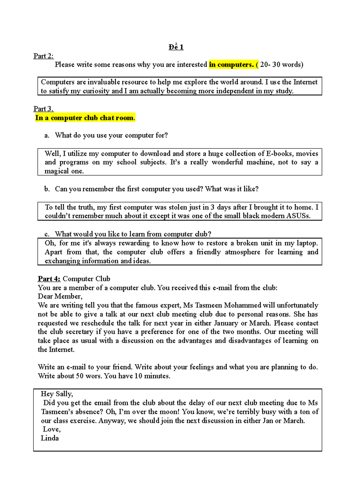 Aptis-Writing cho cac bạn - Đề 1 Part 2: Please write some reasons why ...