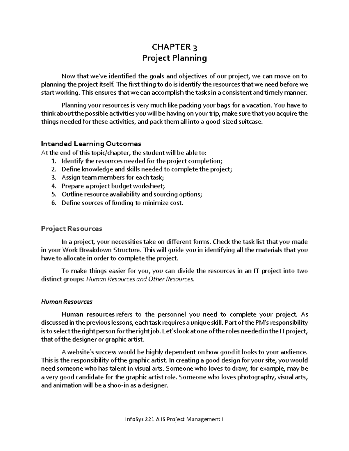 Chapters 3-4 Project Planning Scheduling of Project Management Tasks ...
