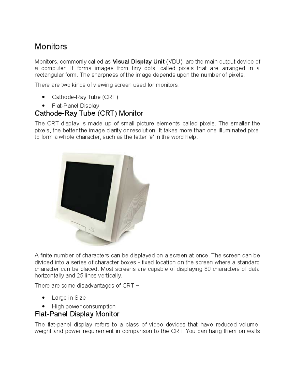 Comp1-PPT - law of the jungle - Monitors Monitors, commonly called as ...
