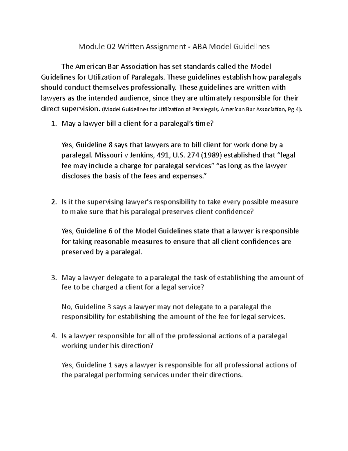 ABA Guidelines 01162022 Opinion about guidelines - Module 02 Written ...