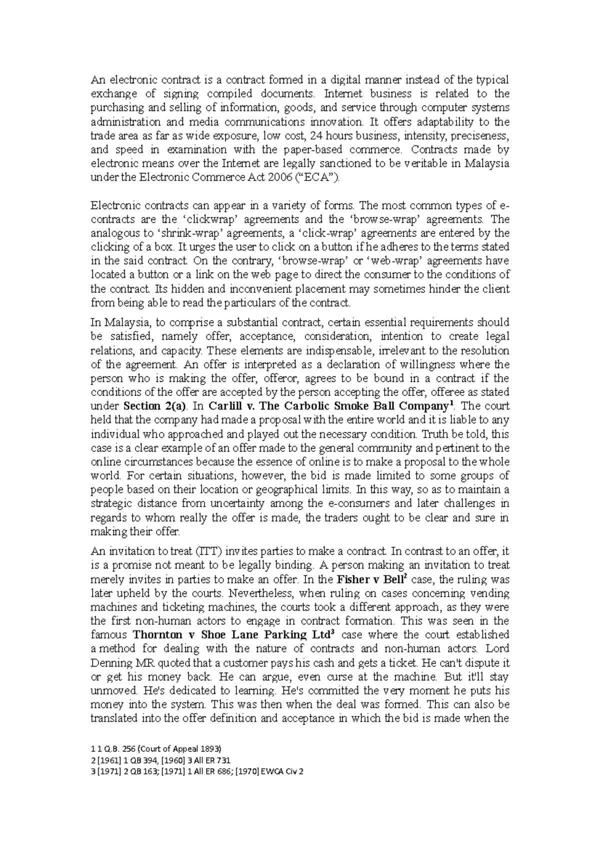 Contract final draft - An electronic contract is a contract formed in a ...