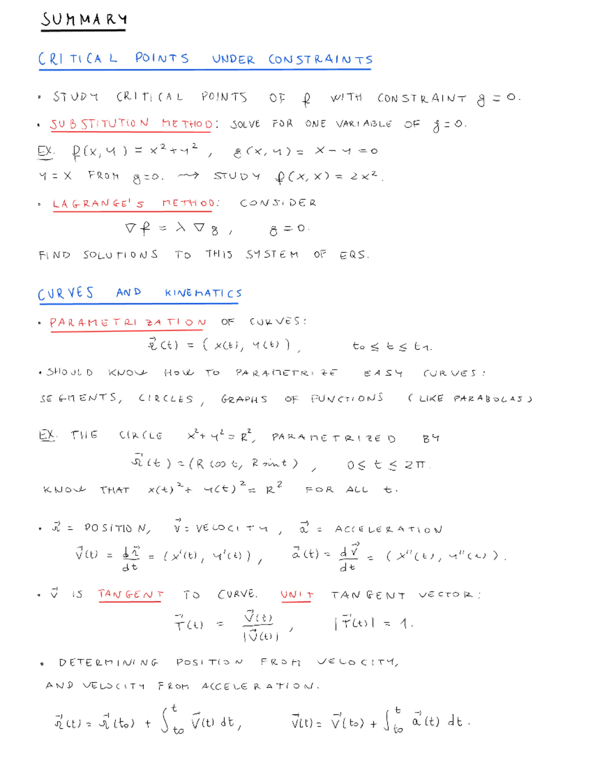 Summary and formulae Calc3 - DAVE3700 - Studocu
