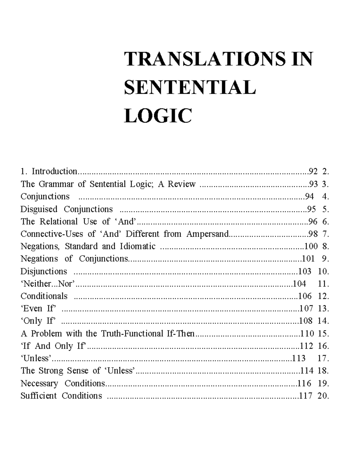 C04 - Logic - TRANSLATIONS IN SENTENTIAL LOGIC - Studocu
