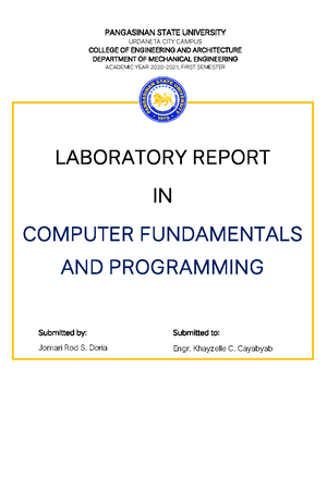 Laboratory- Report 15 - Computer Fundamentals and Programming - PangSU - Studocu