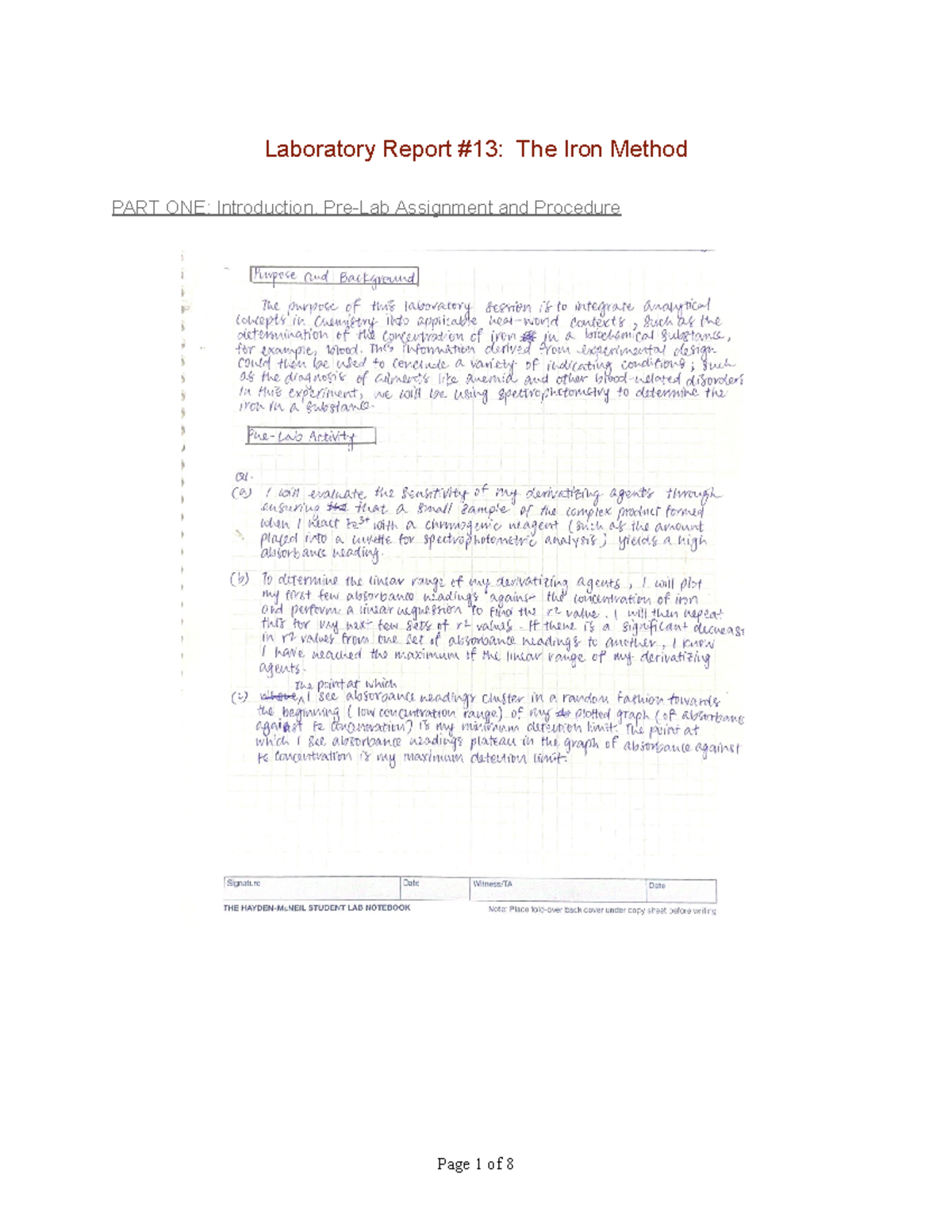 Laboratory Report #13 The Iron Method - Laboratory Report #13: The Iron ...